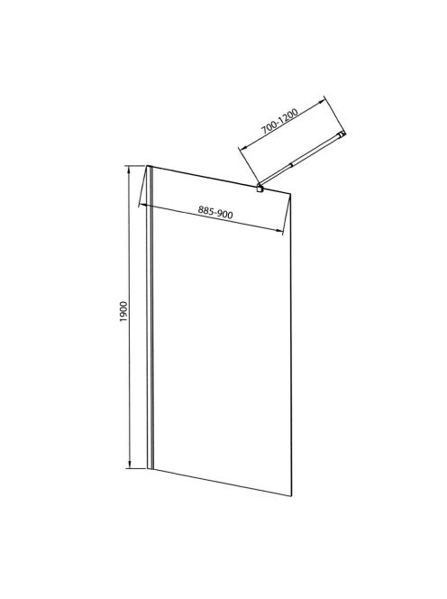 Aqualine Walk-In fix zuhanyfal 90x190 cm, átlátszó üveg WI09