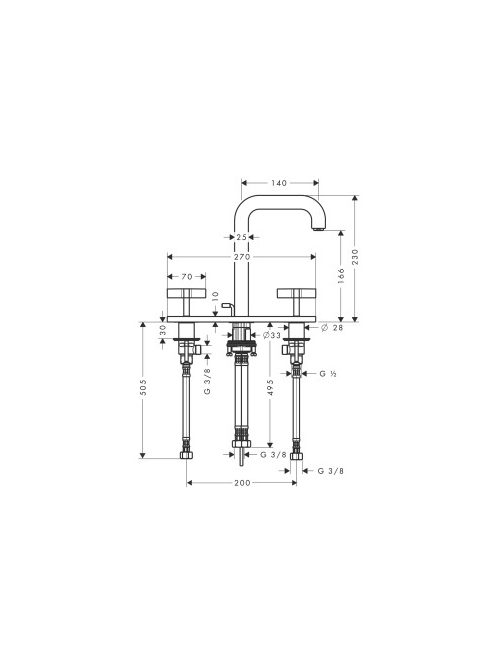 Axor Citterio 3-lyukú mosdócsaptelep automata lefolyó-garnit