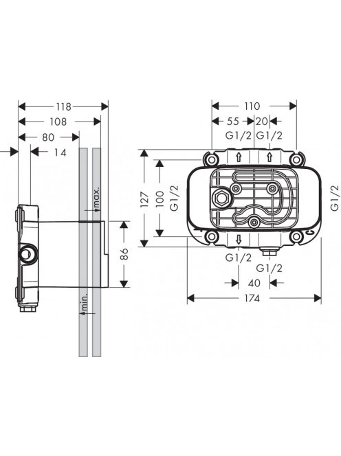 Axor One alaptest termosztátos falsík alatti színkészlethez