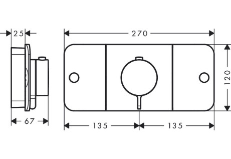 Axor One Rejtett termosztátos modul 2 kimenethez, króm 45712