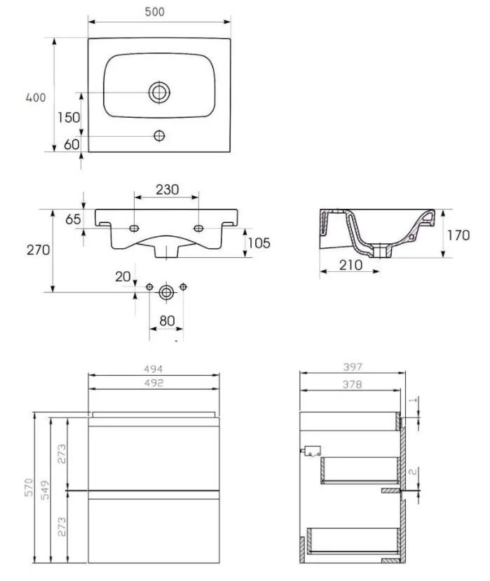Cersanit Moduo 50-es fehér szekrény mosdóval S801-230-DSM