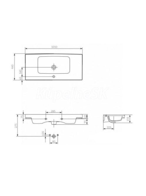 Cersanit Crea 100 alsószekrény beépíthető kerámia mosdóval,