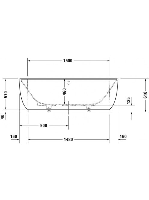 Duravit Luv falra tolható kád, csapfurat nélkül 1800x950mm 7