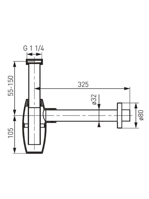 Ferro Ovális króm búraszifon, állítható lefolyócsővel S286