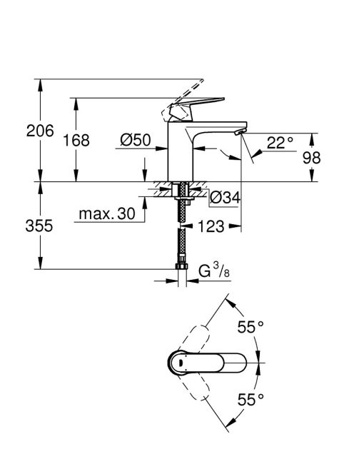 Grohe Eurosmart Cosmopolitan egykaros mosdócsaptelep M-Size