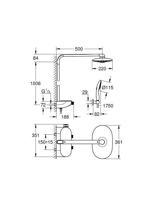 Grohe Rainshower System SmartControl Duo 360 termosztátos zu