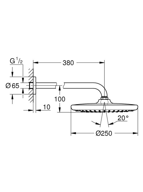 Grohe Tempesta 250 1 funkciós fejzuhany 38 cm-es zuhanykarra