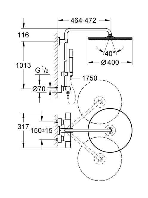 Grohe Rainshower System 400 termosztátos zuhanyrendszer, kró