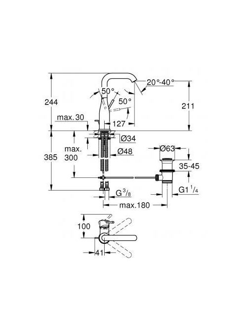 Grohe Essence egykaros mosdócsaptelep L-es méret, grafit 326