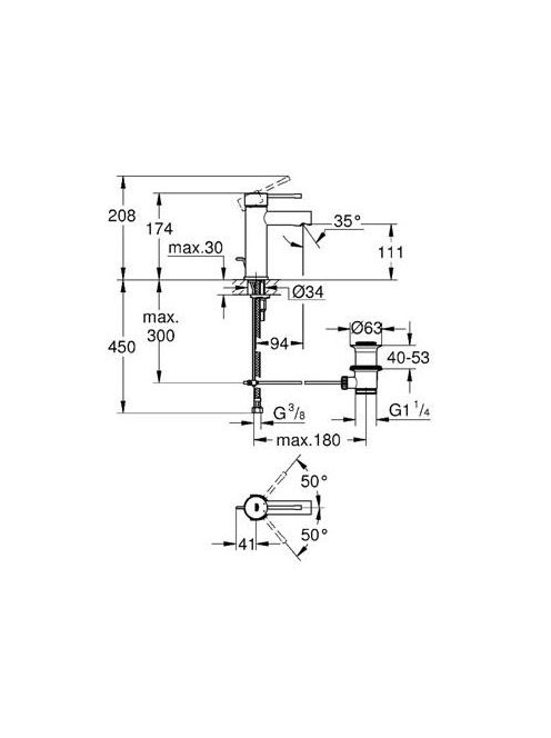 Grohe Essence króm egykaros mosdócsaptelep leeresztőszeleppe