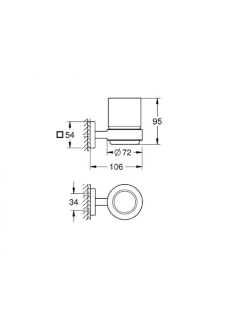 Grohe QuickFix Start Cube fali kristálypohár tartókonzollal,
