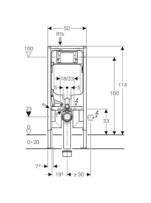 Geberit Sigma WC szerelőelem fali WC részére, UP720 8cm öblí