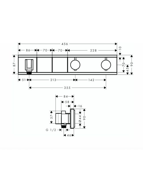 Hansgrohe RainSelect Termosztát falsík alatti szereléshez, 2