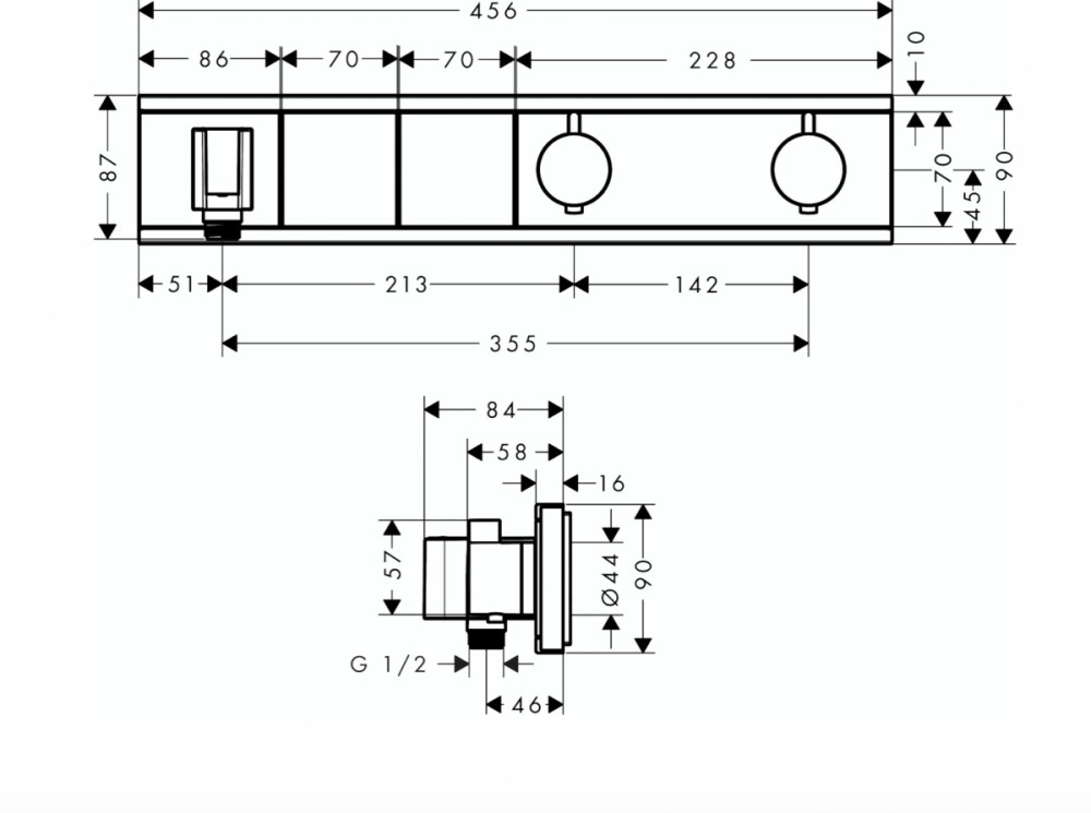 Hansgrohe RainSelect Termosztát falsík alatti szereléshez, 2
