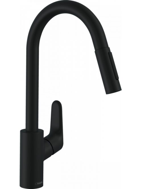 Hansgrohe Focus M41 matt fekete mosogató csaptelep kihúzható