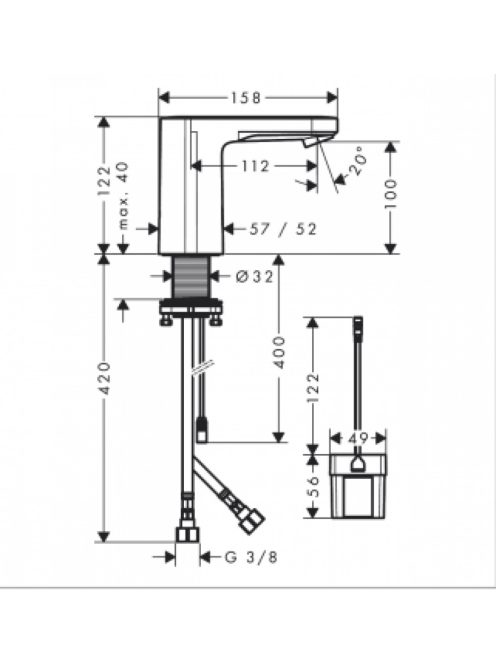 Hansgrohe Vernis Blend Elektromos mosdócsaptelep, állítható