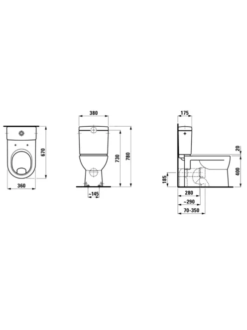 Laufen Pro monoblokk laposöblítésű WC csésze 8249590000001