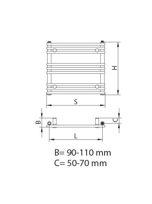 Radeco Sara egyenes törülközőszárító radiátor 650x838 mm, fe