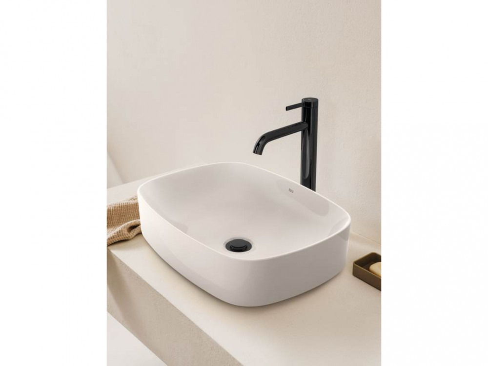 Roca Ona FineCeramic ívelt kompakt mosdó 50x37 cm, fényes fe