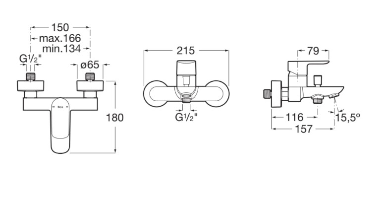Roca Cala egykaros kádtöltő csaptelep EverShine bevonattal K