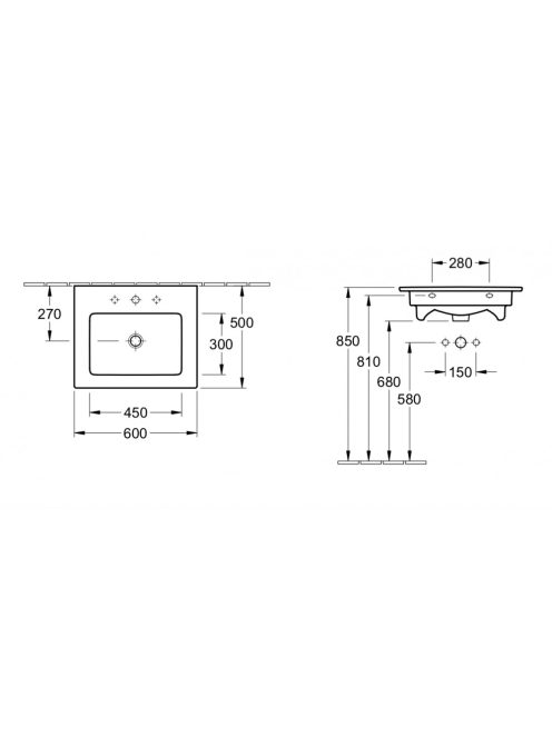 Villeroy & Boch Venticello 60cm mosdó 41246001 - Fürdőszoba