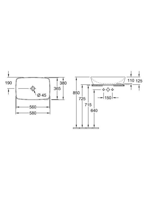 Villeroy & Boch Artis szénfekete mosdótál 58x38 cm 417258BCT