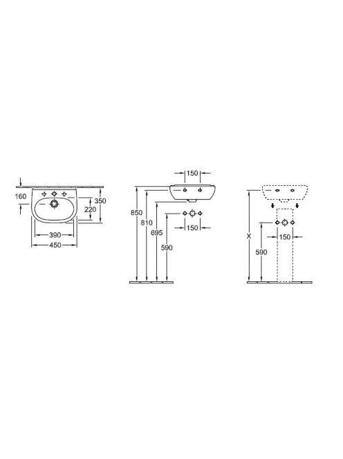 Villeroy & Boch O.novo 450x350 mm compact kézmosó 53604501