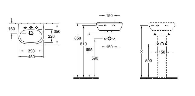 Villeroy & Boch O.novo 450x350 mm compact kézmosó 53604501